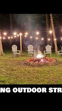 How to hang string lights around fire pit with 4x4 pressure treated posts