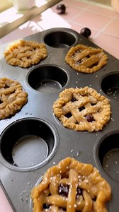 1K views · 323 reactions | Use your muffin tin to create these portable cherry pies—great for sharing at parties! @gutsy_baker Filling: 2 cups cherries, pitted 1 1/2 tsp fresh lemon juice 1 tsp lemon zest 1/4 cup maple syrup 2 tbsp tapioca starch 2 tsp warm water Crust: 1 cup fine almond flour 1 cup tapioca starch 1/4 cup dairy-free butter 1/4 cup coconut sugar 1/2 tsp sea salt 1 egg (or 1 flax egg for vegan) | Amazon Fresh | Facebook
