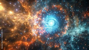 A shimmering everchanging sea of subatomic particles each with their own unique properties filling the interior of a neutron star.