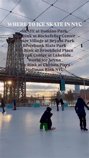 NYC has some of the most iconic and scenic ice skating rinks! We just visited the new rink in Domino Park - and the sunset views are 🤩🤩 ⛸️ @dominopark 📍 Williamsburg | Pretzels In Paradise