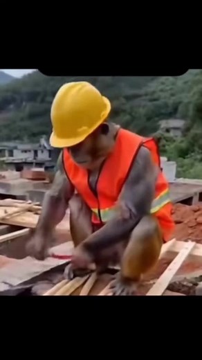 Monkey Worker on Construction Site: A Unique Perspective