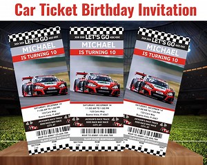 Race Car Ticket Birthday Invitation, Racing Ticket, Boy Race Car Birthday Party, Red Black Race Car Ticket, Edit Download and Print in Canva - Etsy