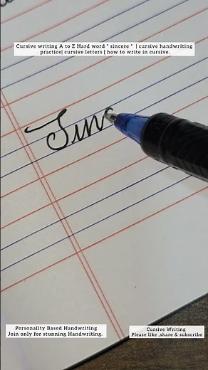 Cursive writing A to Z Hard word "sincere" cursive handwriting practice| | how to write in cursive.
