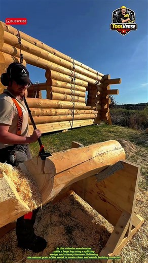 Splitting a Large Log Using Traditional Woodworking Tools #TraditionalTools