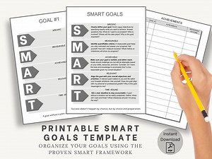 Printable SMART Goals Planner With Achievements and Accomplishments Tracker | Instant Download Digital PDF Template Optimized for Print Use - Etsy