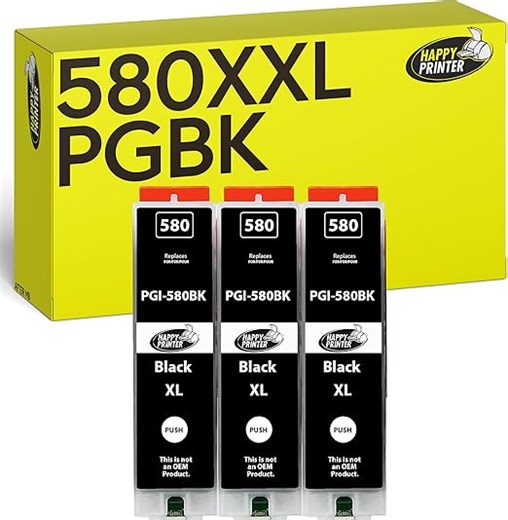 3 Druckerpatronen kompatibel mit Canon PGI-580 PGBK für Pixma TR7500 TR7550 TR8500 TR8550 TS6100 TS6150 TS6151 TS6300 TS6350 TS8100 TS8150 TS8151 TS8152 TS8350 TS9150