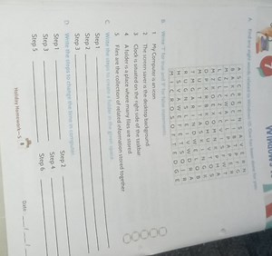 A. Find any eight words related to Windows 10. One has been don... | Filo