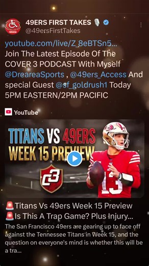 Titans versus 49ers week 15 preview #sanfrancisco49ers #49ers #tenneseetitans #titansvs49ers #ninergang