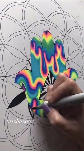 Making of "Trippy Hamsa" 🎨 2017 - Full timelapse on my YT channel . Hamsa Hand Art / Trippy Art / Psychedelic Art / Third Eye Art / Sacred Geometry Art / Timelapse Art . . . #trippyart #trippyvibes #psychedelicart #drawing #coloring #hamsa #hamsahand #timelapse #Art #artprocessvideo | brizbazaar