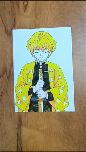 zenitsu drawing | demon slayer | easy drawing | #shorts #shortvideo #shortsfeed