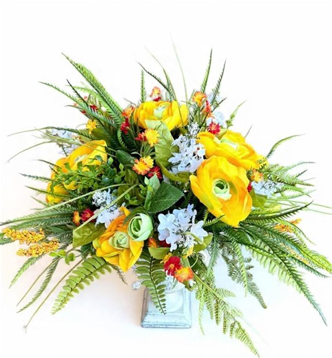 Yellow Floral Centerpiece Spring Table Decor Farmhouse Flower Arrangement Summer - Etsy