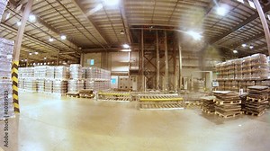 MOSCOW - MAY 31: (Timelapse View) Loader Toyota delivers containers with kvass in lorry at of plant of low alcohol drinks Ochakovo, on May 31, 2012 in Moscow, Russia