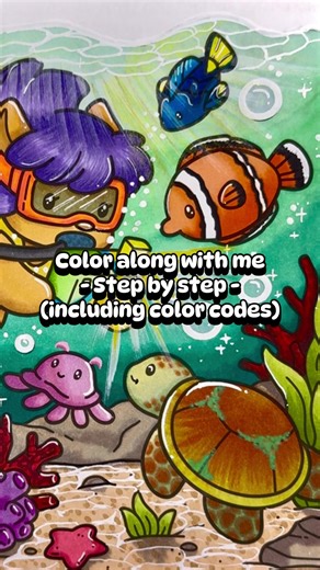 Replying to @𝙻𝚊𝚌𝚎𝚢𝙲𝚘𝚕𝚘𝚛𝚣 🖍️ Color along with me! I loved adding all the Finding Nemo characters to this page 💛 Book: Cozy Hawaii By @Jade Summer Coloring Books Markers: @Ohuhuart @HOTU acrylics #ColorWithMe #JadeSummer #FindingNemoInspo #AdultColoring #coloralong #coloring #fyp #coloringtimelapse #tutorial