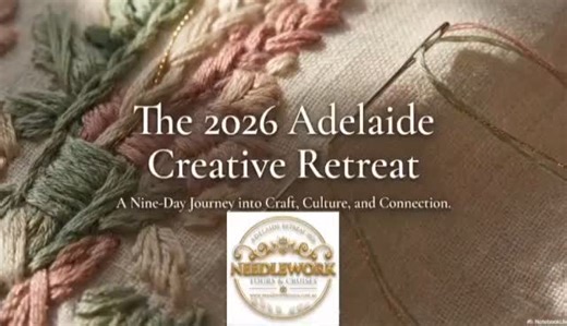 Adelaide Needlework Retreat – August 17th – 25th, 2026 is now open for bookings. 🥰🌺🥰 Adelaide Retreat Needlework Tours & Cruises #Adelaide #Embroidery #Beading #Quilting #Stumpwork Conventions | Needlework Tours and Cruises