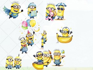 Cute Yellow Sidekick Clipart Funny Goggles-wearing Characters PNG Set Playful Cartoon Helpers for Kids Party, Stickers Digital Art Projects - Etsy