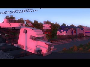 Amtrak Train Vs. Semi Car Hauler in Minecraft Animation