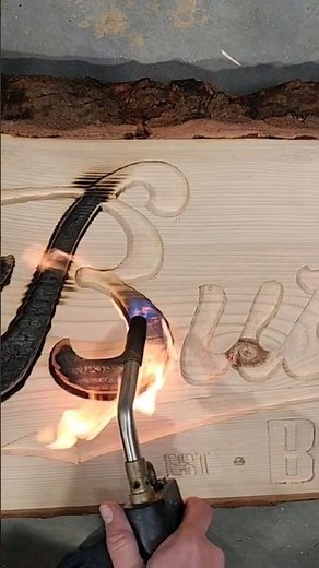 Making a wood sign with a router and some FIRE!! 🪵🪚🔥 #woodworking #woodburning #fire #shorts
