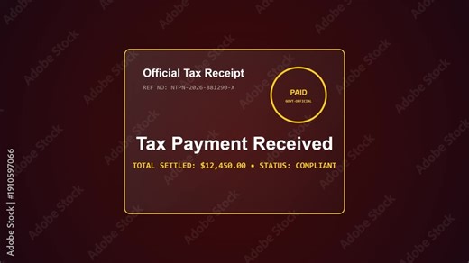 Digital confirmation of a successful tax transaction, presenting an official receipt for payment processing and meticulous financial record-keeping