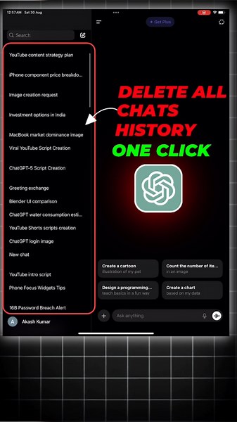 How To Delete Chats History In ChatGpt -2025. #chatgpthistorydelete #deleteChatgptHistory