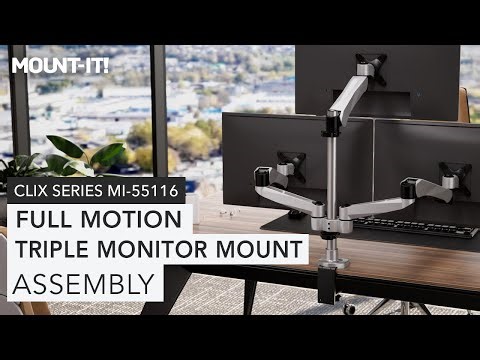 Full Motion Triple Monitor Mount with Gas Spring | MI-55116 (Assembly)