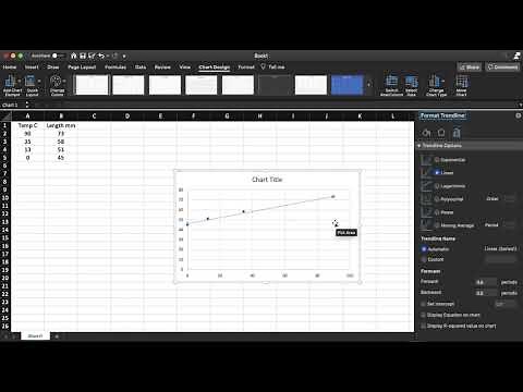 Extrapolating and finding line equation in excel
