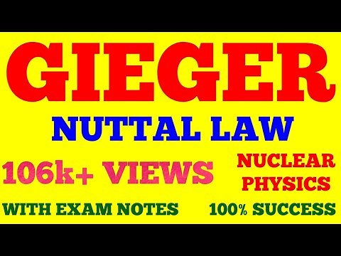 GEIGER NUTTAL LAW || GEIGER NUTTAL LAW OF ALPHA DECAY || NUCLEAR PHYSICS || WITH EXAM NOTES ||