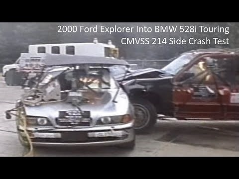 2000 Ford Explorer Into 2000 BMW 5-Series Touring (E39 - 528i) CMVSS 214 Side Crash Test (54 Km/h)