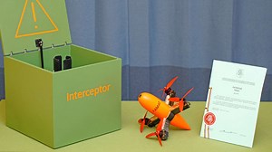 Drone interceptor with a net gun and detachable rotors