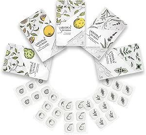 AROMA STICKERS®- (All Scents, Pack of 5) - 100% Natural Essential Oil Stickers for Face Mask & Pillow (12 Stickers/pc) -Pure Essential Oil Scented Patch/Personal Aroma/Relaxing/Refreshing