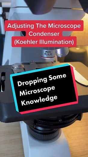 Here’s how to adjust the condenser on your microscope for Koehler Illumination! Comment to let us know what microscope knowledge we should drop next! #microscope #droppingsomemicroscopeknowledge #science