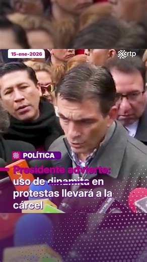 El presidente de Bolivia, Rodrigo Paz Pereira, fue enfático: “Hay derecho a protestar, pero no a hacer daño a la gente”. Advirtió que quienes utilicen cachorros de dinamita y perjudiquen a otros bolivianos enfrentarán la cárcel. #rodrigopaz #rtpbolivia