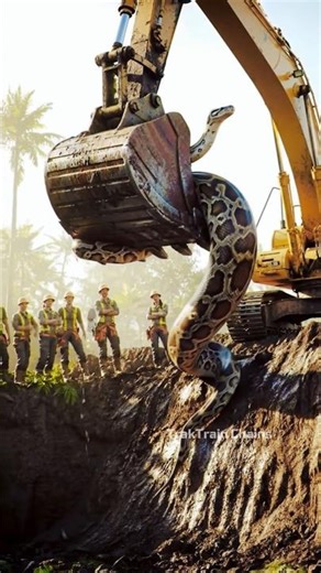 Workers Shocked as Excavator Digs Up Huge Snake Nest! #excavator #snakefound