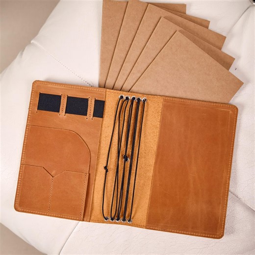 Handmade Leather Notebook Cover, Personalized Refillable Notebook, Journal Cover With Elastic Band, Custom Journal Cover, Notebook Holder - Etsy