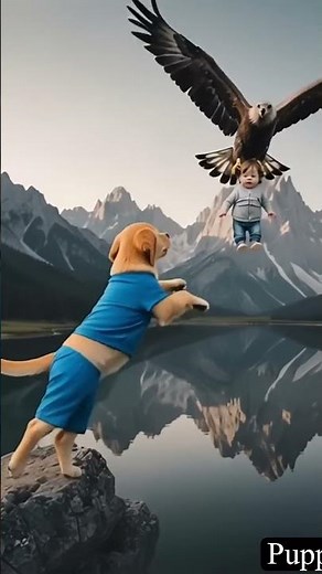 “Brave Puppy Saves Baby from Eagle | Emotional Mountain Rescue Story”#shorts