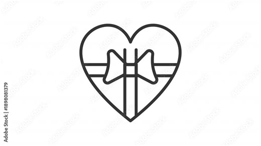 Heart shaped candy box ui icon line animation. Sweet gift on Valentine day. Celebrating romantic anniversary animated user interface element isolated on white. HD video with alpha channel