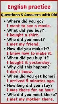 🗣️ "How to Use DID in Questions and Answers | English Grammar Practice"