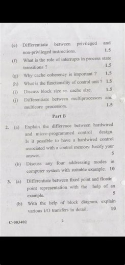 Computer organization & architecture paper📃of B.tech 4th sem(2025) | #btech #ymca #pyq #engineering