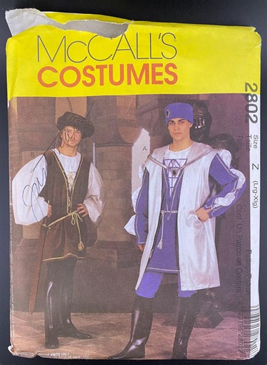 Men’s Renaissance Surcoat, Tunic, Leggings, Hat, Vintage Sewing Pattern Mccall’s 2802, Sizes S-XL, Medieval Reenactment or Theater Costume - Etsy