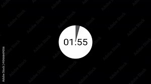 two minutes countdown, 2 minute timer countdown animation, animation on two minutes countdown on a transparent background.