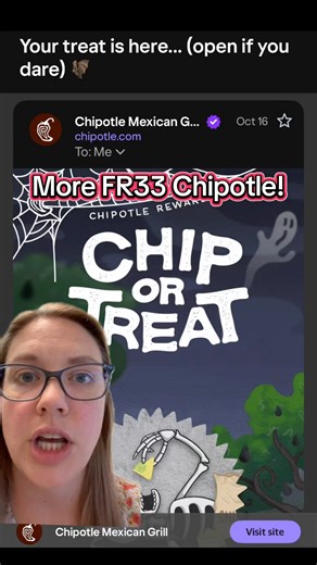 Chipotle Chip or Treat the month of October for rewards members to earn FR33 food! #chipotle #chipotlehacks #chipotlebowl #chipotleburrito #cheapfood #freebie #fblifestyle | Em’s Coupon Clips