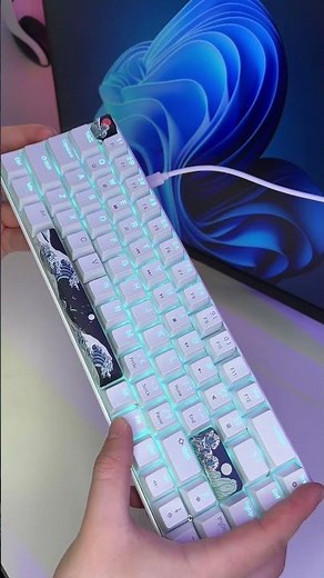 HXSJ Gaming Mechanical Keyboard with cool blue LED and wave theme key caps