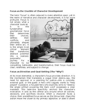 Focus in Character Education Worksheet Classwork, Homework