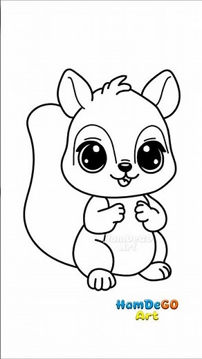 Draw a Cute Squirrel Step by Step! 🐿️ Easy Drawing Tutorial for Beginners! ✨#drawing