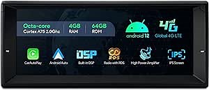 XTRONS Single Din Car Stereo for BMW E39, Android 12 Octa Core 4GB+64GB Car Radio, 10.25 Inch IPS Touch Screen GPS Navigation for Car Bluetooth Head Unit Built-in DSP Car Play Android Auto 4G LTE