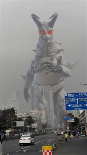 A Shadow in the Fog... 🌫️👾 #Monster #Kaiju #CGI #UrbanHorror #Cinematic #Eleking #CreatureDesign