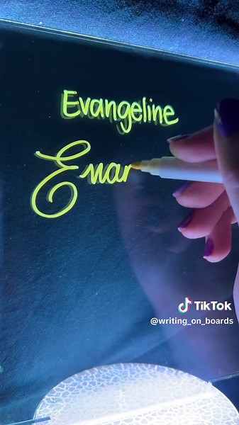 ASMR Whiteboard Glow: Name Calligraphy with Neon Marker
