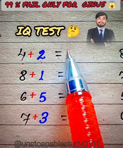 IQ TEST 🔥 ONLY FOR GINUS 😱 #mathpuzzlegames #mathpuzzle #fblifestyle #unstoapablestudy #iqtest #IQTestChallenge #mathiq #iqtestonline #unstoapablestudy0111 | Unstoapablestudy0111