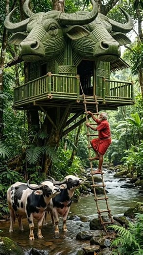 Hidden Bamboo Palace in the Deep Jungle EP 6 Amazing Bamboo Craft & Survival Skills #house​ #shorts​