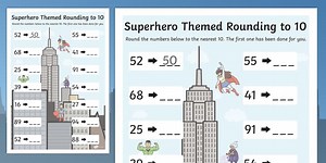 Free Printable Superhero Worksheets - Rounding To 10
