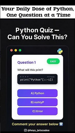 Can You Solve This Python Question? 🧠🐍 | Comment Your Answer!